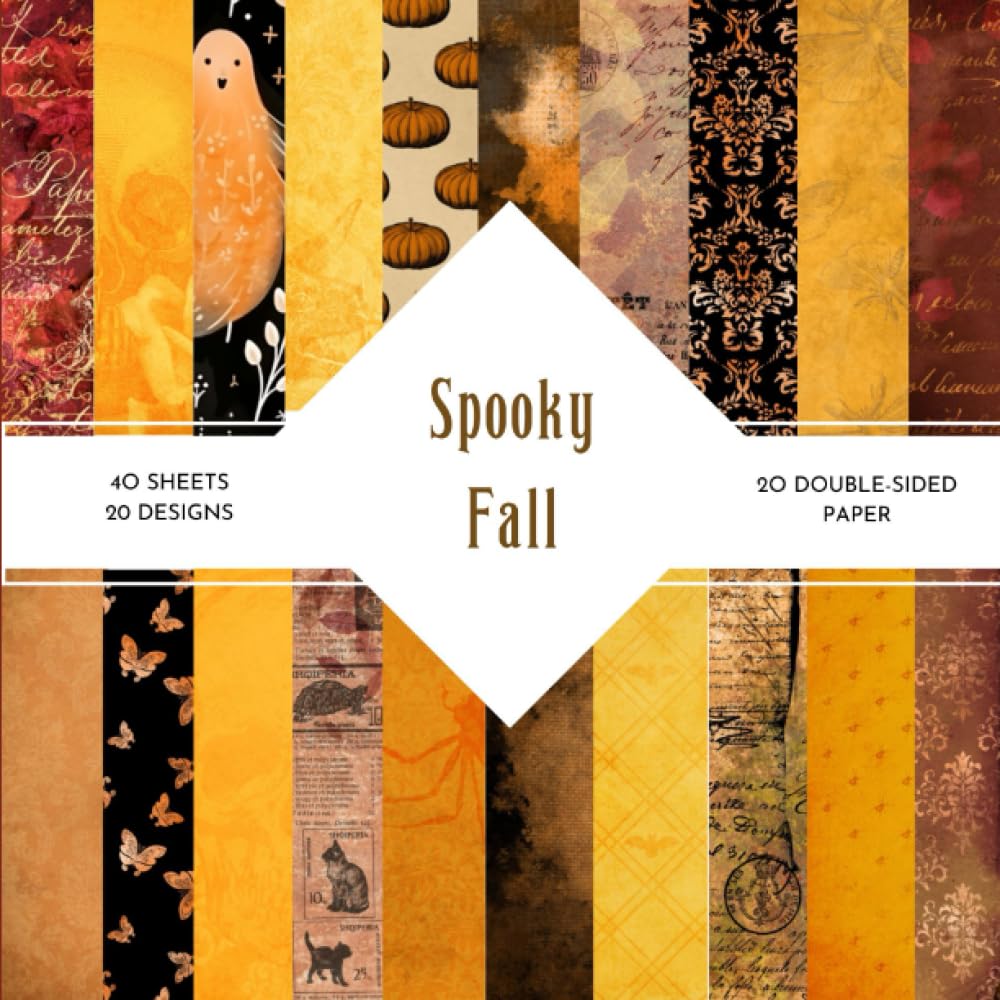 Amazon.com: Spooky Fall Scrapbook Paper: | 8,5 x 8,5 size | 40 ...