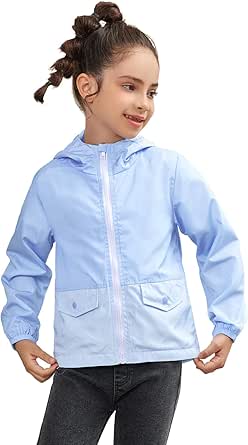 Amazon.com: Jxstar Girls Rain Jackets Kids Waterproof Hoodie Raincoats ...
