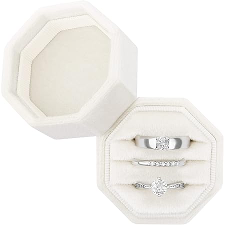 Amazon.com: DesignSter Ring Box for Wedding Ceremony Octagon 3 Slots ...