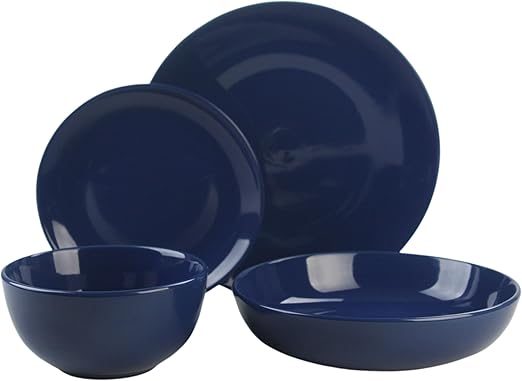 Amazon.com | 16 Piece Coupe Stoneware Dinnerware Set with Dinner Bowl ...