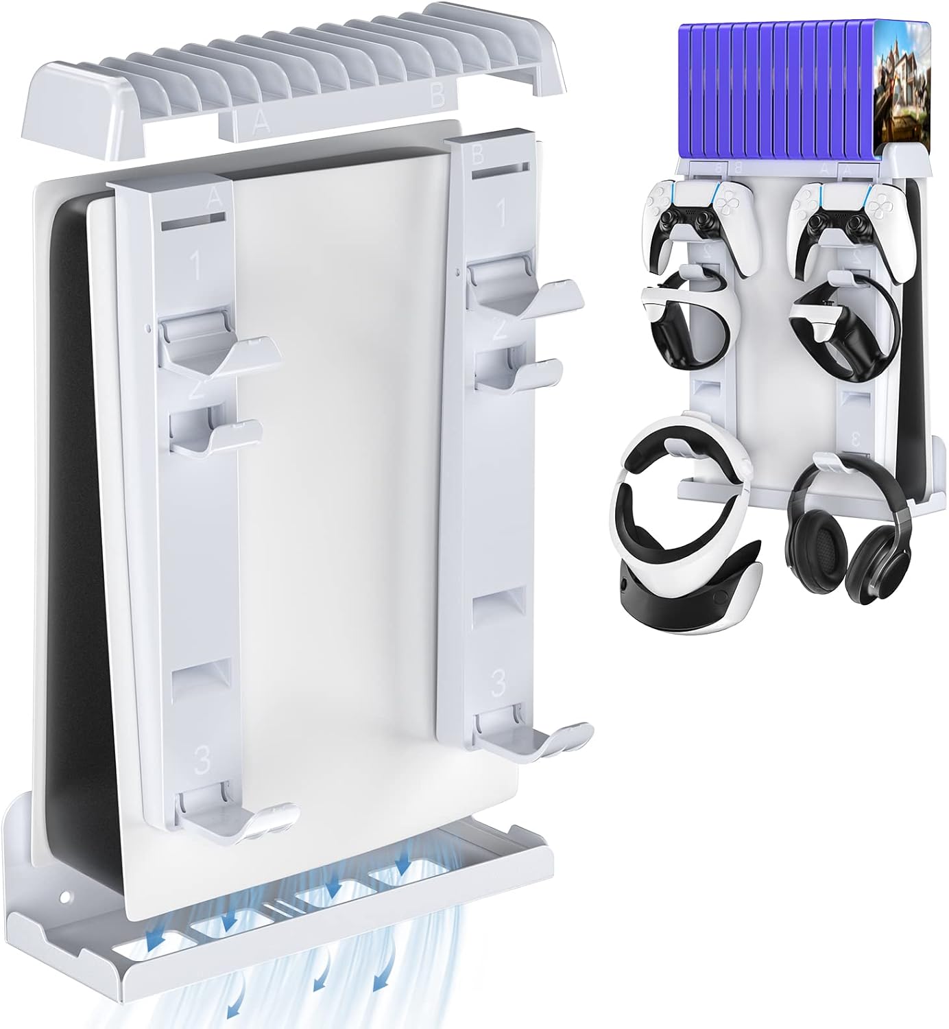 PS5 and PSVR2 Wall Mount, Grathia 8 in 1 Sturdy PS5 and PSVR2 Wall ...