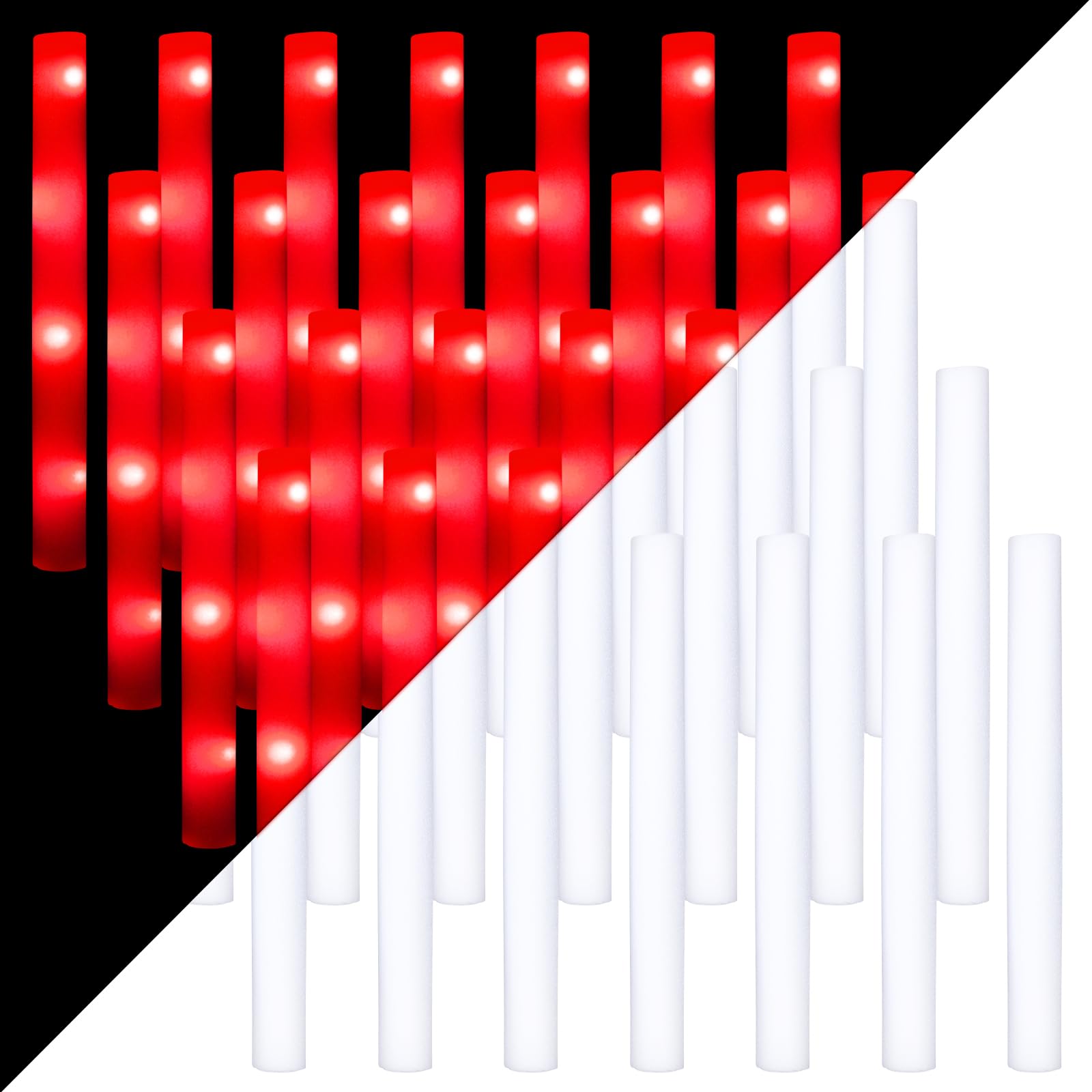 Cunno 50 Pcs LED Foam Stick 3 Modes Light up Glow in the Dark Foam ...