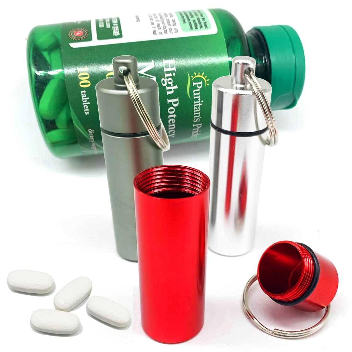 Snapklik.com : 3 Packs Keychain Pill Holder, EFFIET Waterproof Pill Fob ...