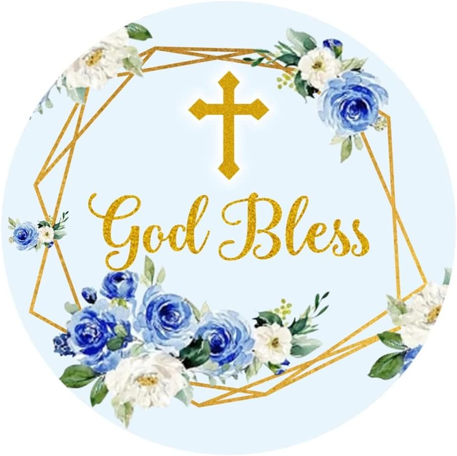 Amazon.com : UPLEY Blue and Gold Elegant Floral Cross Stickers God ...
