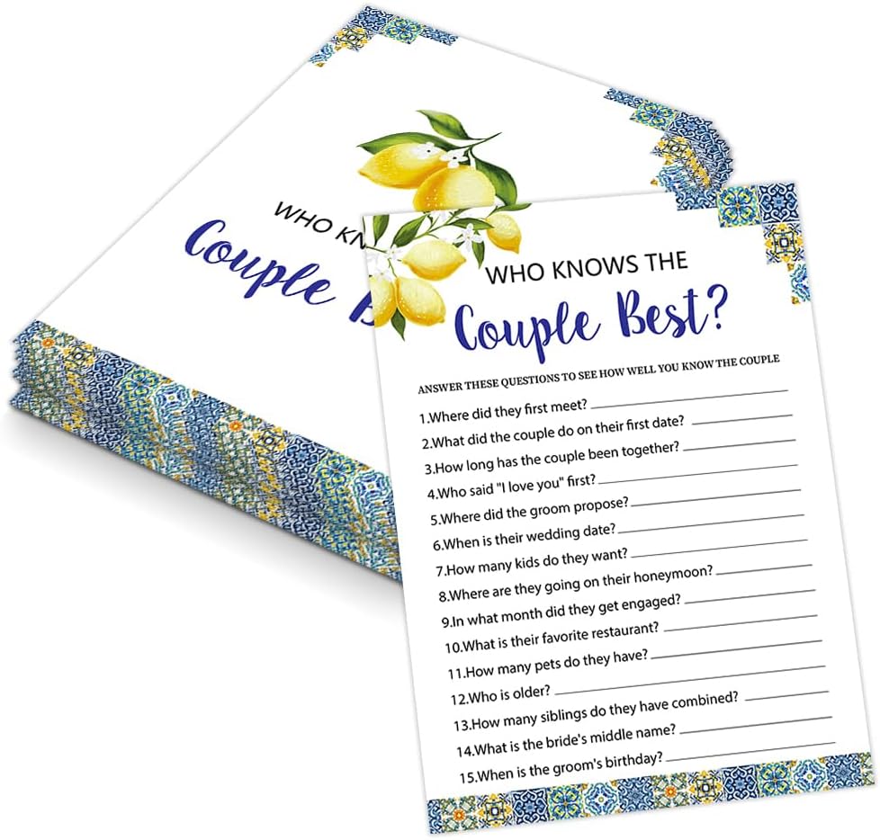 Amazon.com: Bridal Shower Games - Lemon Theme Engagement Party Game ...