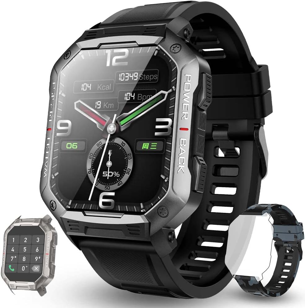 Smartwatch Herren mit Telefonfunktion, 1.83 Zoll HD Voll Touchscreen ...