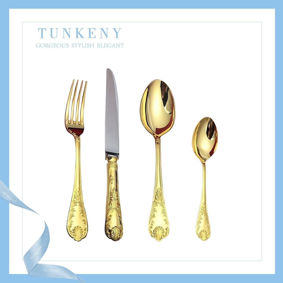 Amazon.com | Tunkeny 48 Piece Luxury Silverware Set for 12, 18/10 ...