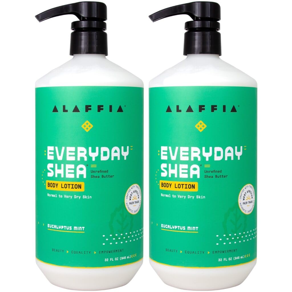 Amazon.com : Alaffia Body Lotion 2-Pack, Everyday Shea, Eucalyptus Mint ...
