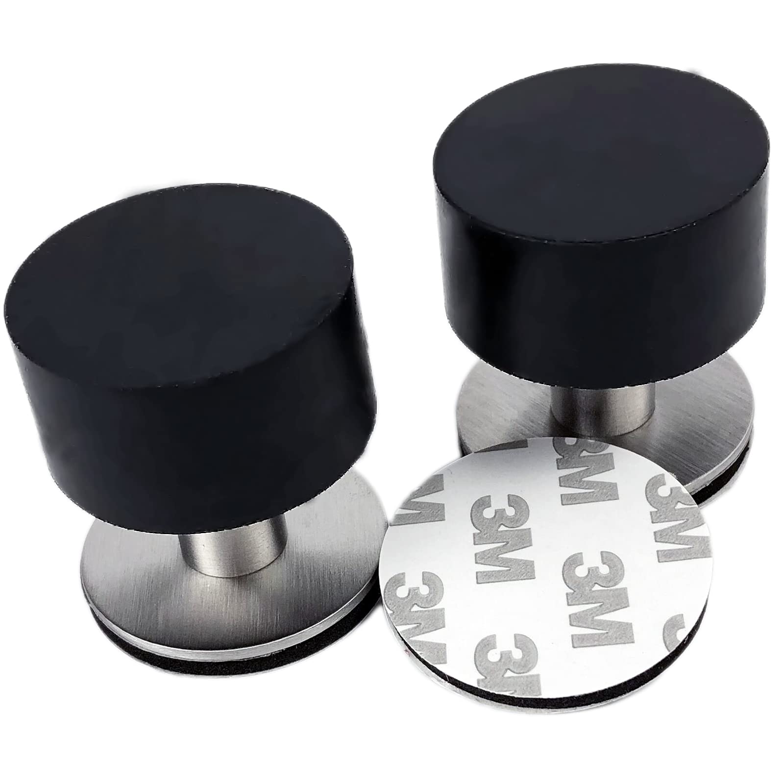 Adhesive Door Stops Pack of 2, Heavy Duty Stainless Steel and Rubber ...
