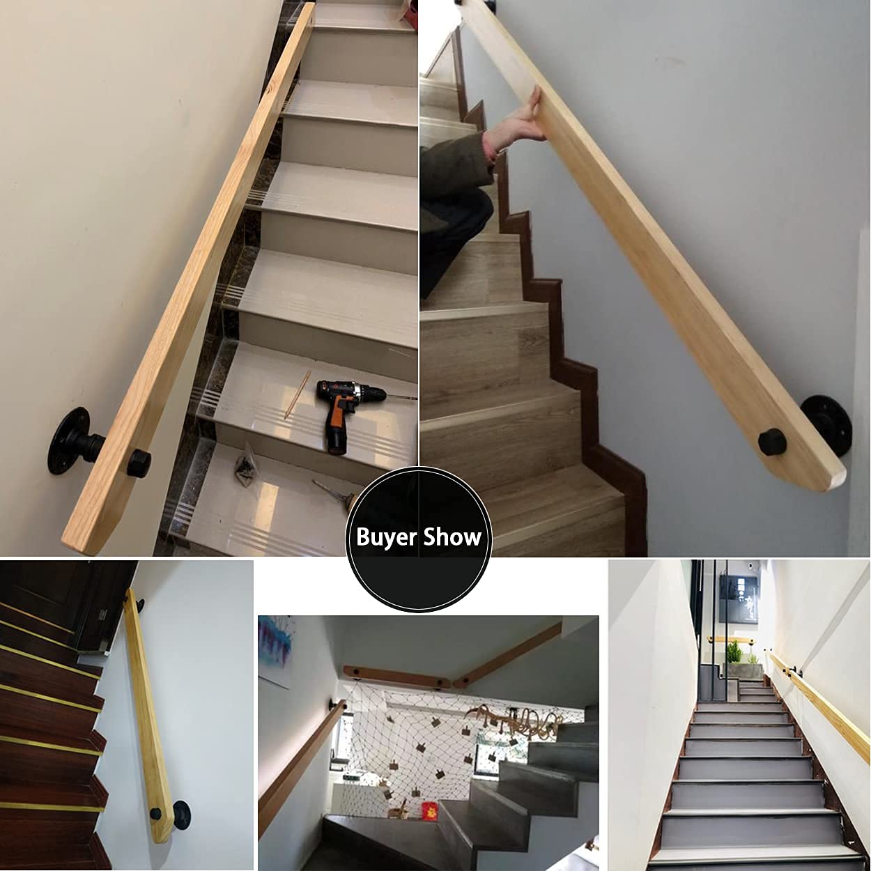 Nisorpa 3.3ft Stairs Wood Handrail Kit for Indoor Stairs Railing - Non ...