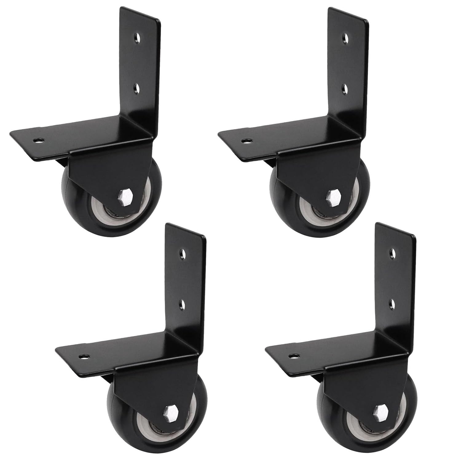 Side Mount Casters Wheels,1.5in L-Shaped Plate Caster Wheels,PU Silent ...