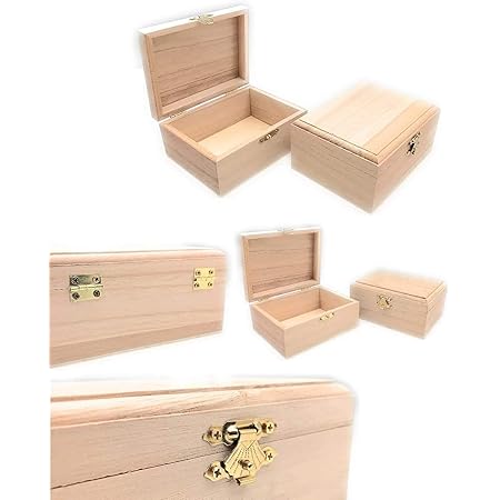 Amazon.com: 12 Pc Rectangle Unfinished Wood Box Natural DIY Craft Stash ...