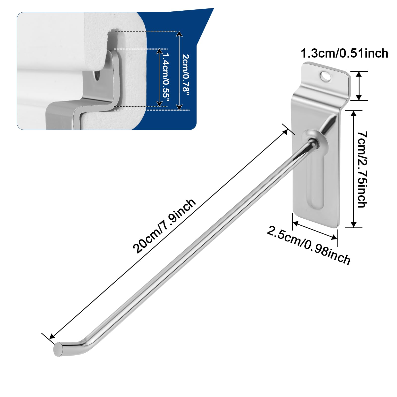 Snapklik.com : Polmart 8 Heavy Duty Slatwall Panel Hooks - Pack Of 96