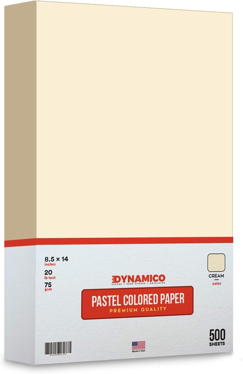 Amazon.com : Cream 8.5 x 14" Legal Size Pastel Light Color Paper | 1 ...