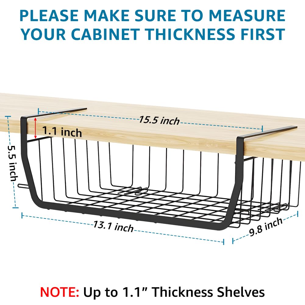 Snapklik.com : Stackable Under Shelf Basket, 4 Pack 13.2 Inch Wire ...