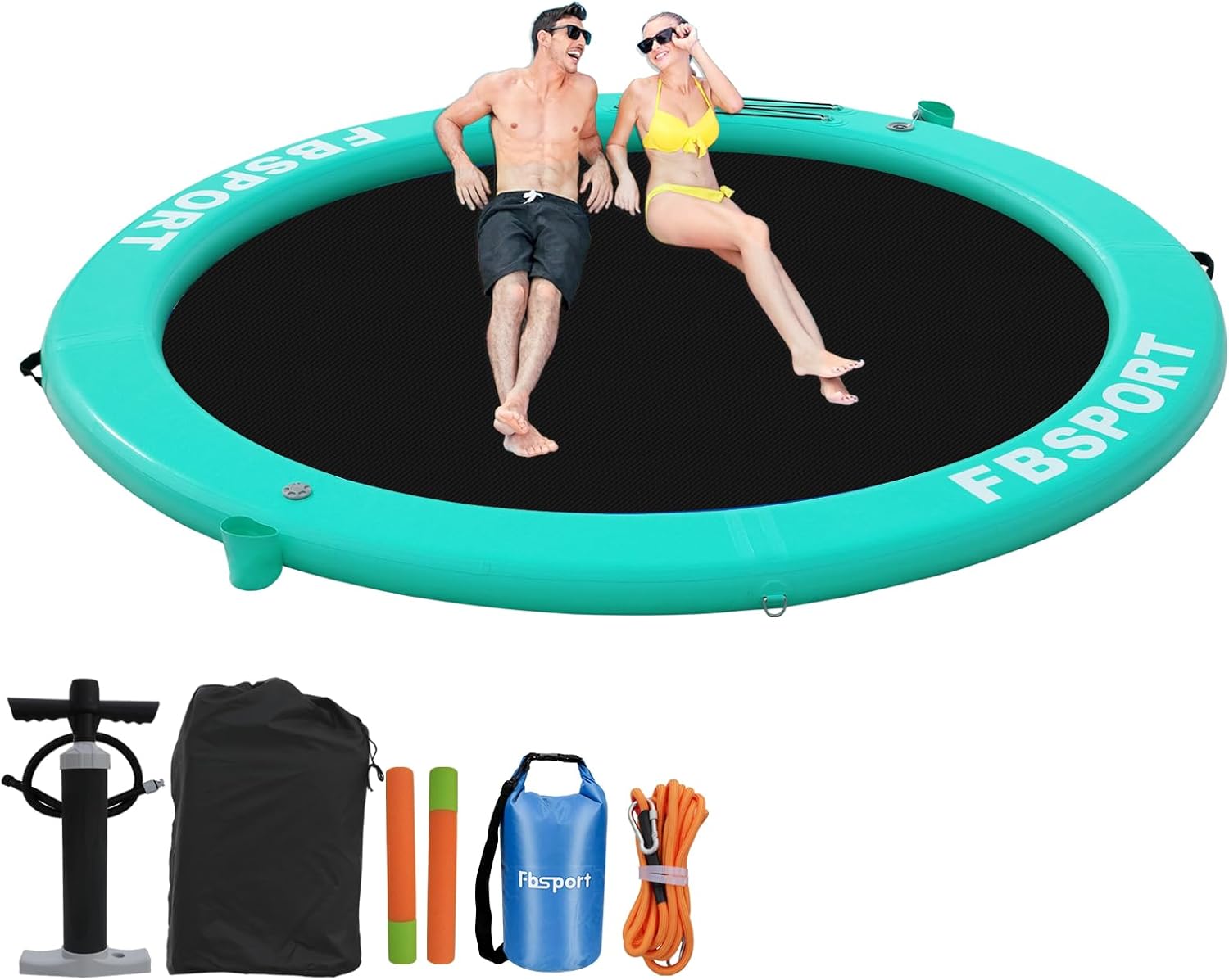 FBSPORT Inflatable Dock Floating Platform, 8ft Inflatable Water Hammock ...