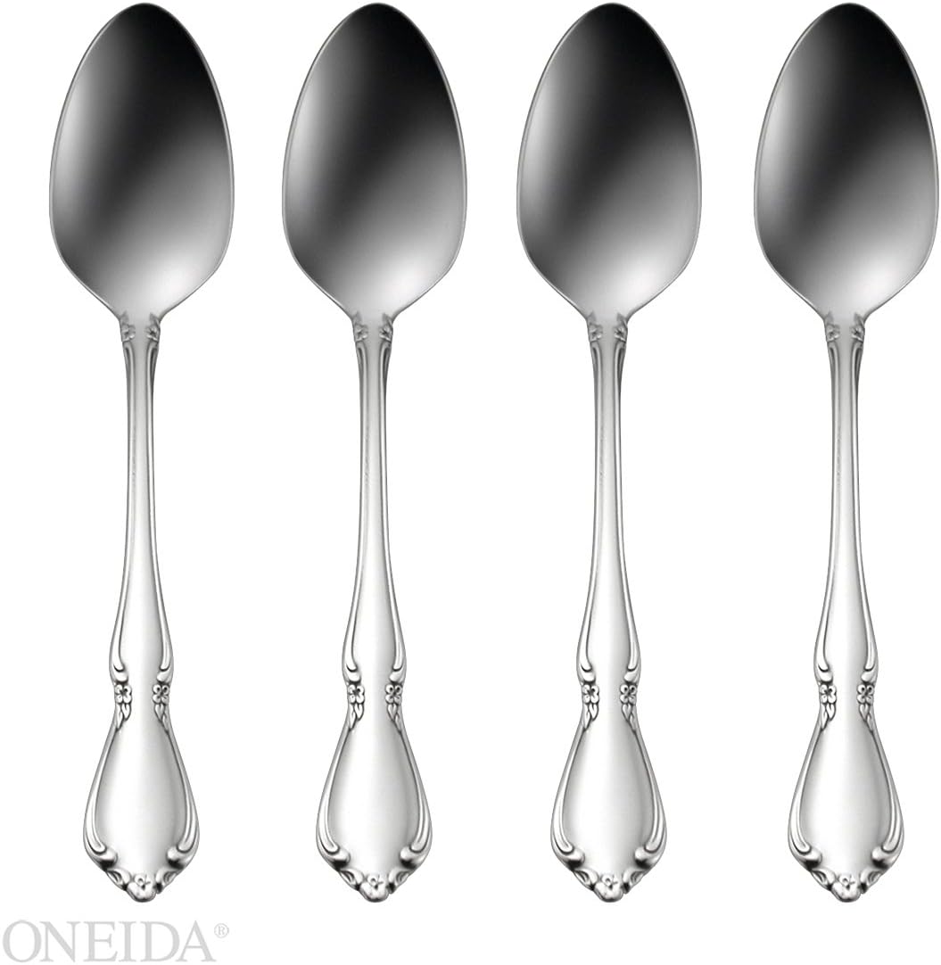 Oneida Chateau Fine Flatware Teaspoons, Set of 4, 18/10 Stainless Steel