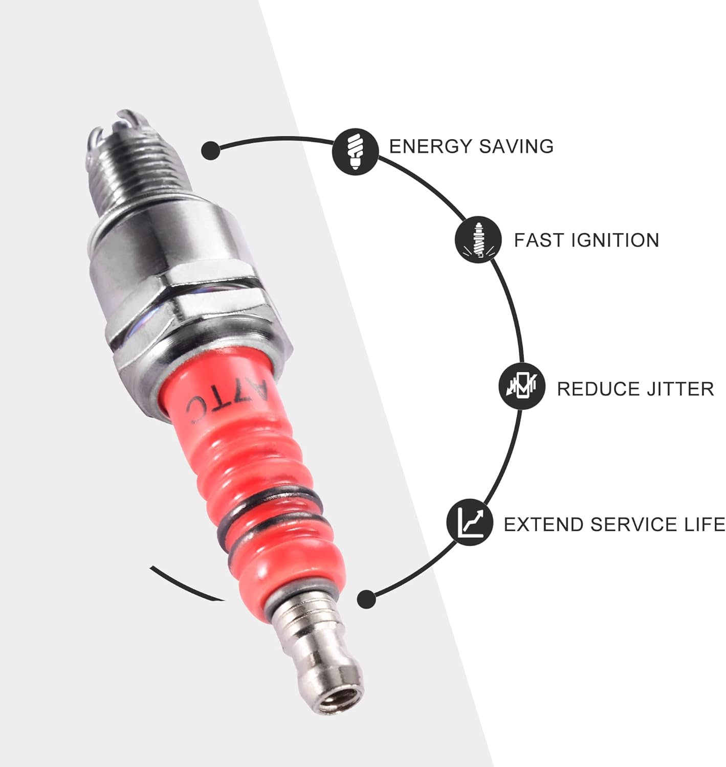 GOOFIT Repuesto de bujía A7TC de 3 electrodos para 50 cc, 70 cc, 90 cc, 110 cc, 125 cc, 150 cc ...