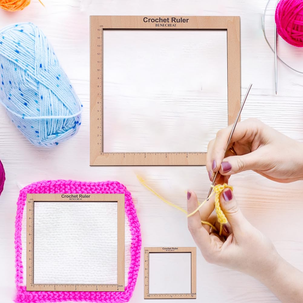 Snapklik.com : 3 Styles Crochet Ruler Square Ruler Knitting 2" 4" 6 ...