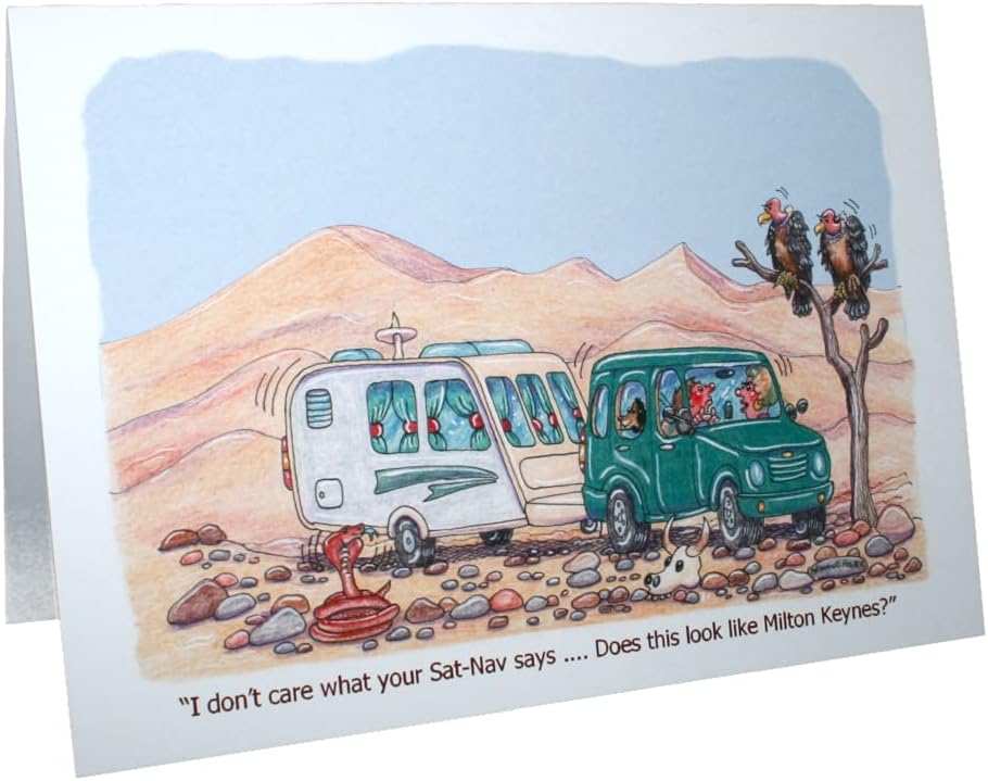 Caravan Caravanning Humour Cartoon A5 Funny Blank Greeting Card by ...