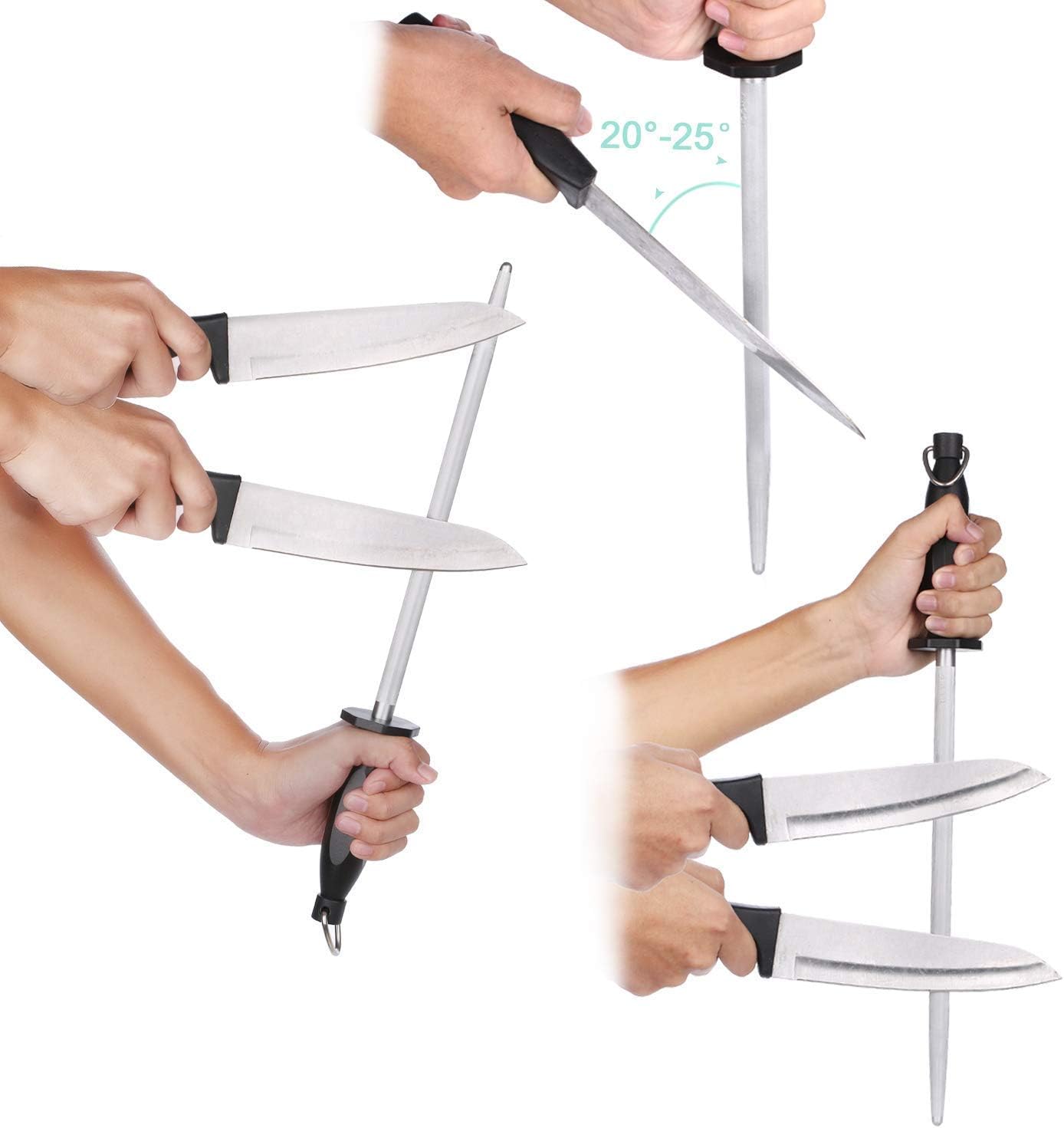 22cm Carbon Honing Rod Knife Sharpening Steel, Kitchen Professional ...