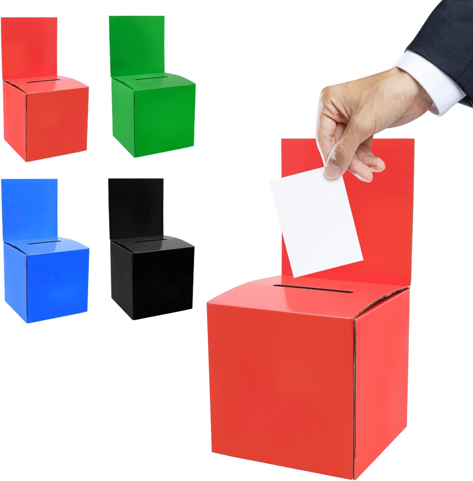 AMJKEJI 4 Colors Ballot Box Donation Charity Boxes Cardboard Raffle ...