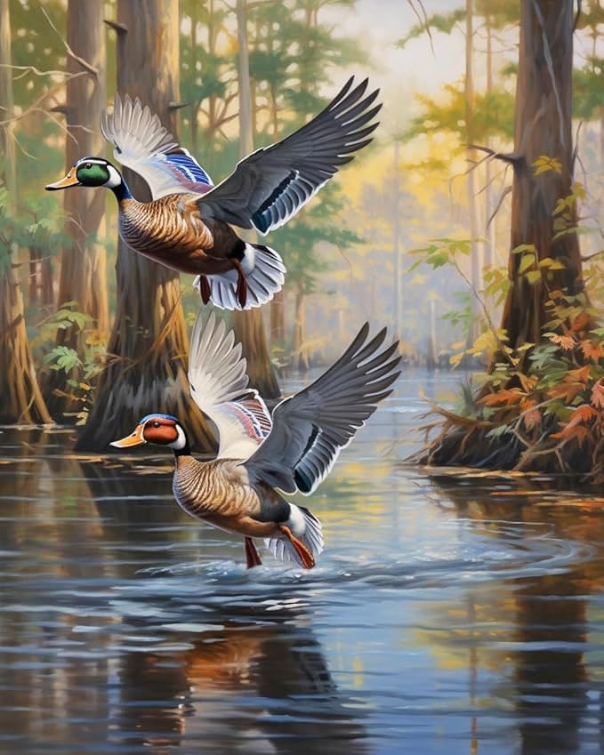 Amazon.com: Mallard Ducks Flying Water 5D Diamond Art Painting Kits ...