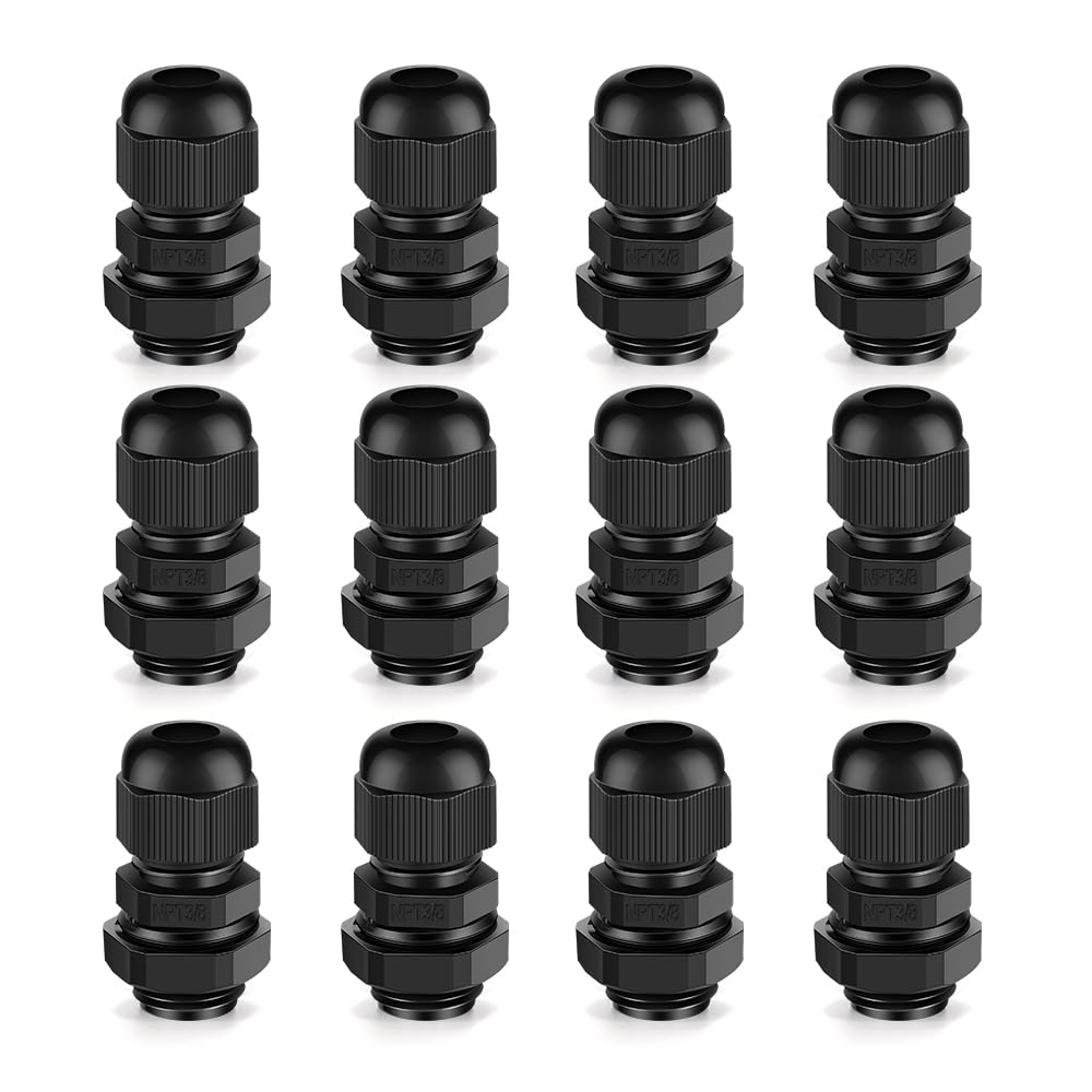 Snapklik.com : CGELE Cable Gland 12 Pack 3/8" NPT Waterproof Adjustable ...
