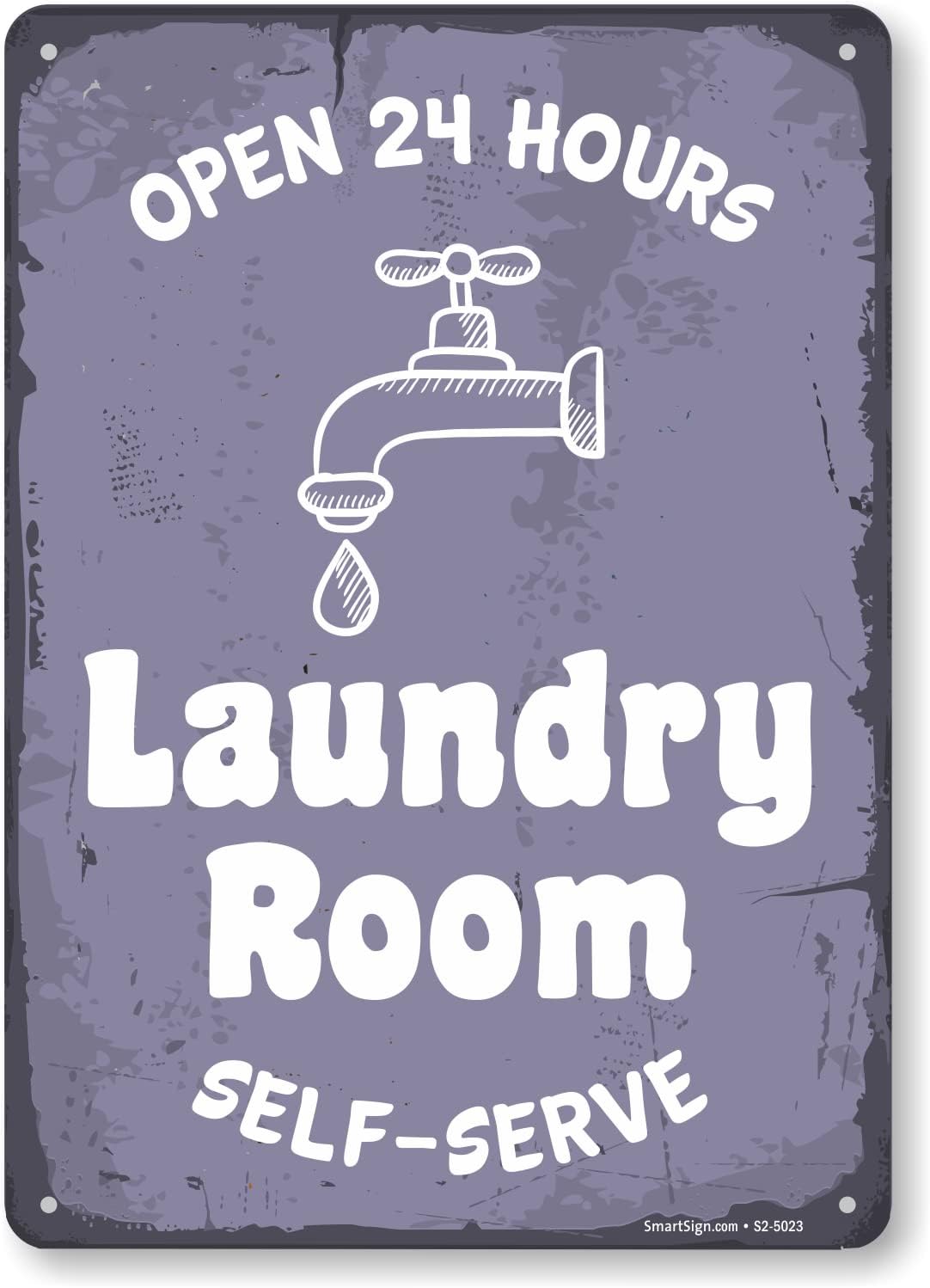 Amazon.com : SmartSign Laundry Room Open 24 Hours Sign, Self Serve ...