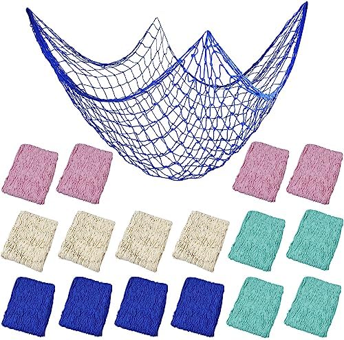 Amazon.com: 16 Pieces Natural Fish Net Decoration 80" x 40", Wall ...