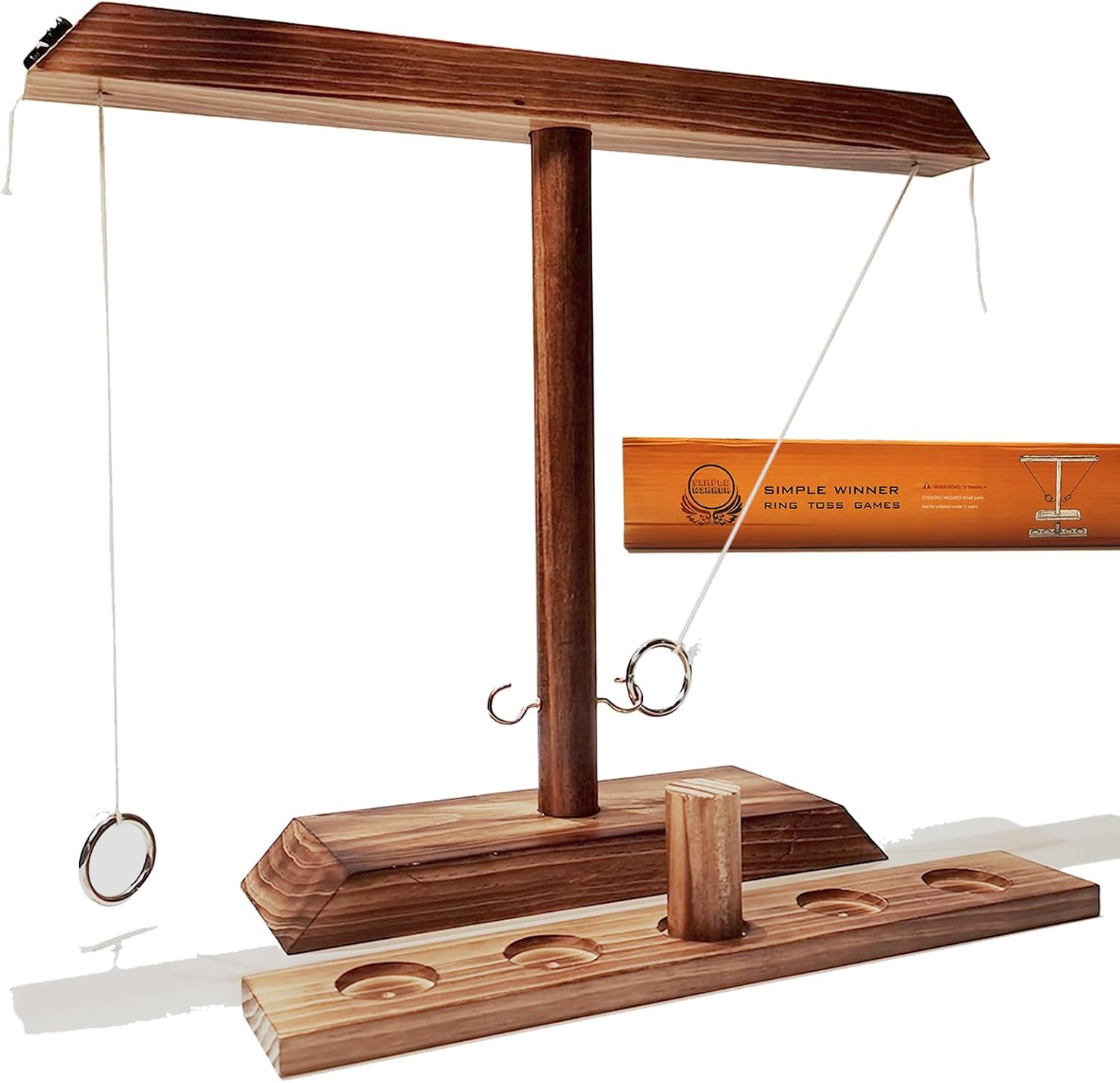 Amazon.com : Large Wooden Ring Toss Game Set - Eco-Friendly Family ...