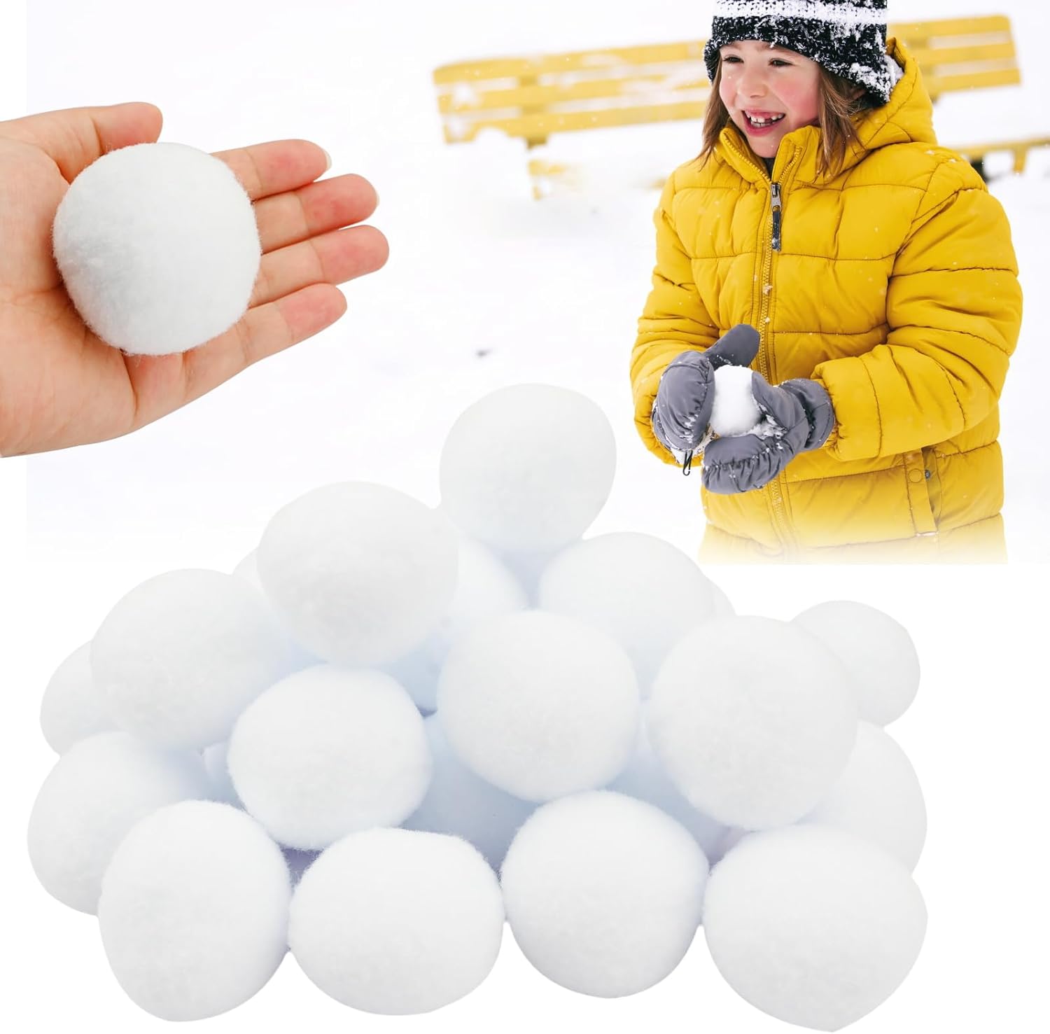 Gukasxi 40 PCS Fake Snowballs, 5cm White Plush Snow Balls for Kids ...