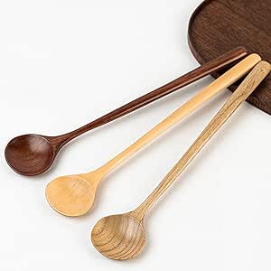 Amazon.com: Long Spoons Wooden Stirring 3 Pieces Korean Style Soup ...