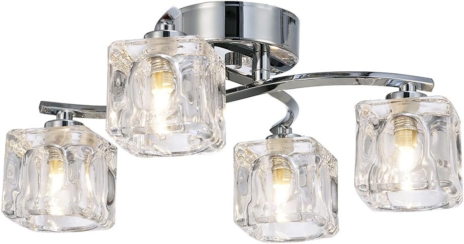 Modern 4-Bulb Ceiling Light with Clear Ice Cube Shades by Happy ...
