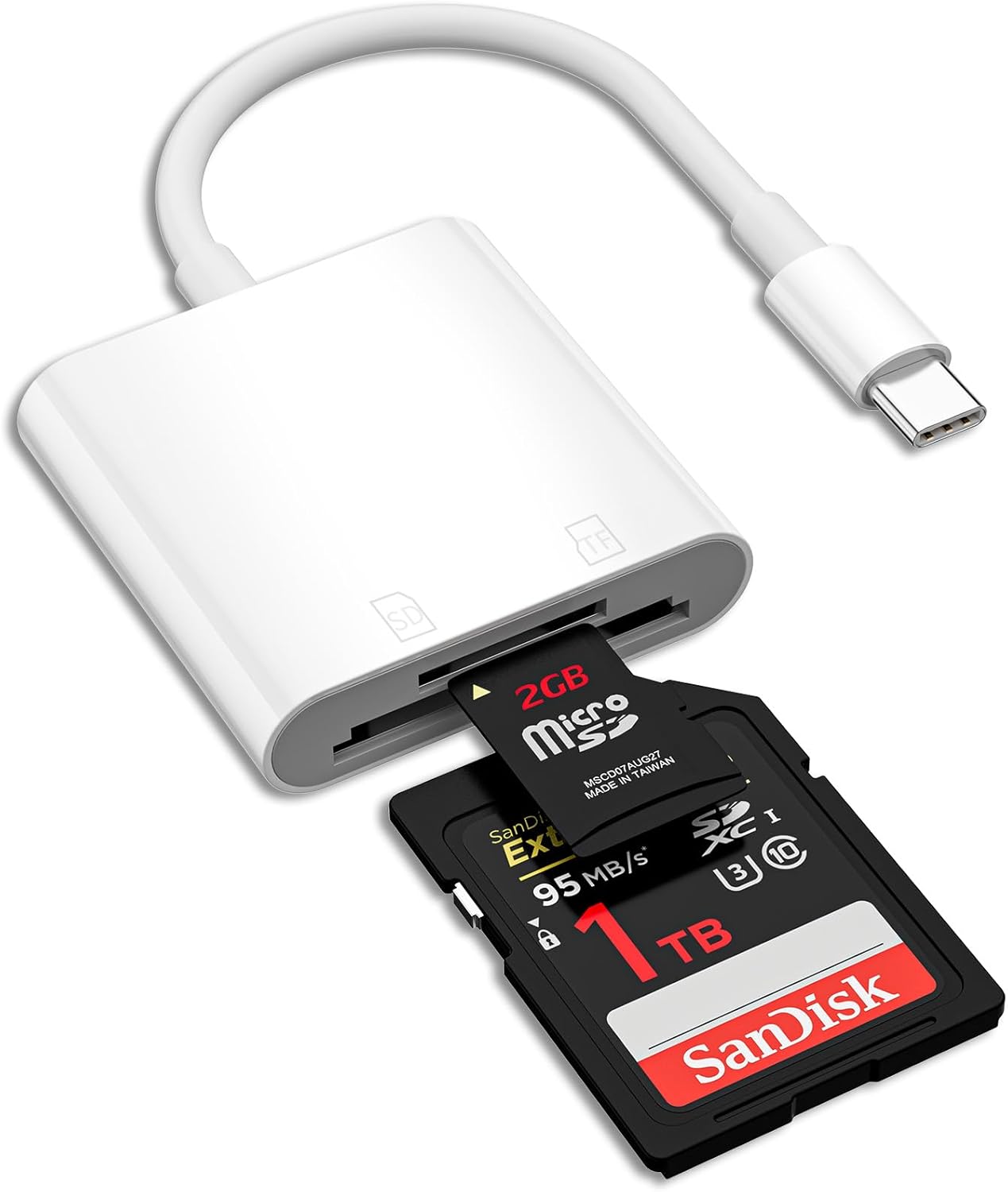 Amazon.com: 2 in 1 USB C to SD Card Reader Adapter, Type C to SD/TF ...