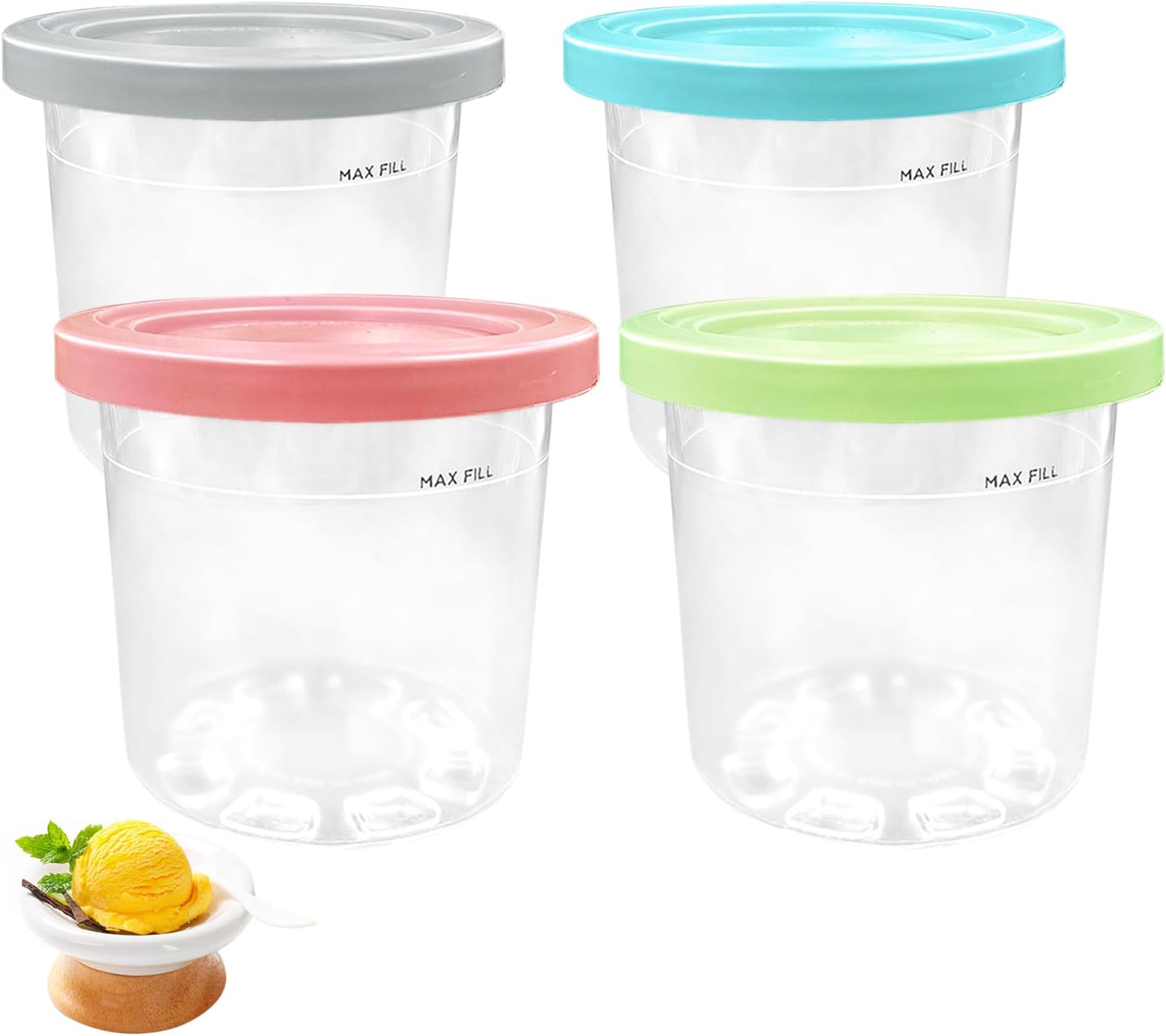 Amazon.com | KOYAIRE Portion Control Ice Cream Containers for Homemade ...