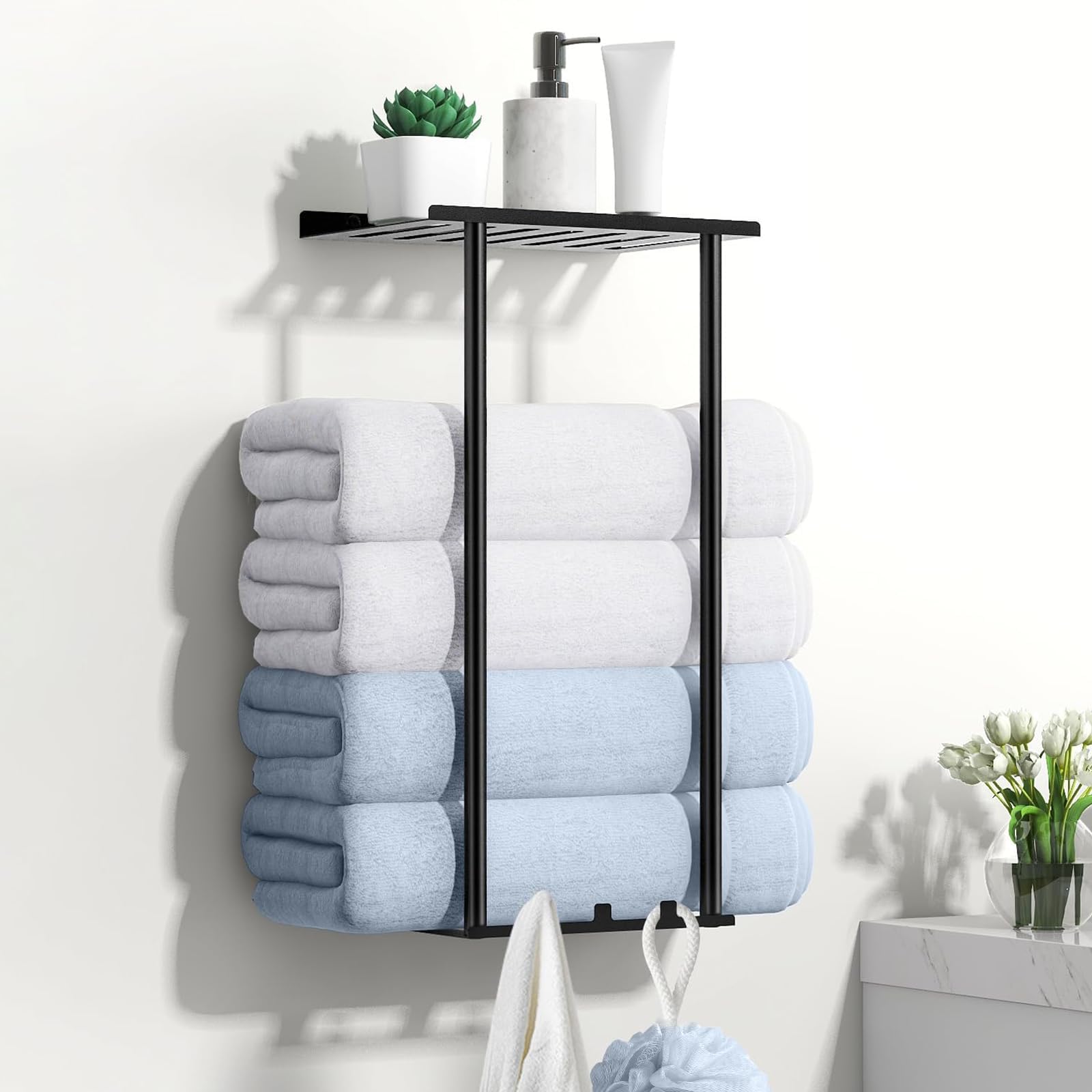 Amazon.com: Towel Racks for Bathroom, Bathroom Towel Rack Wall Mounted ...