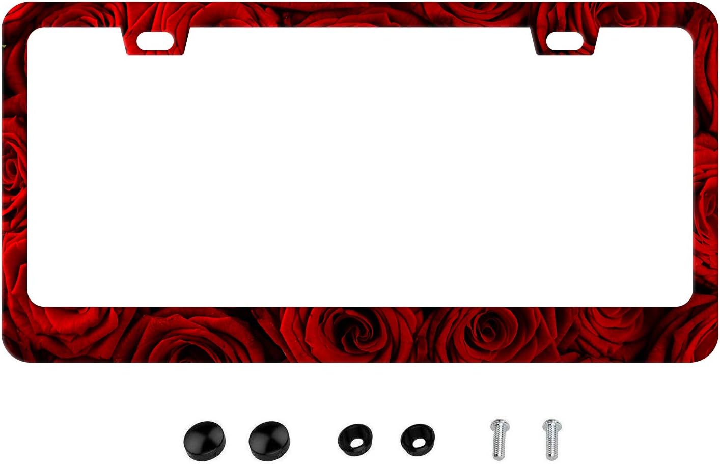 Amazon.com: DZGlobal American Rose License Plate Frame Red Rose Flower ...