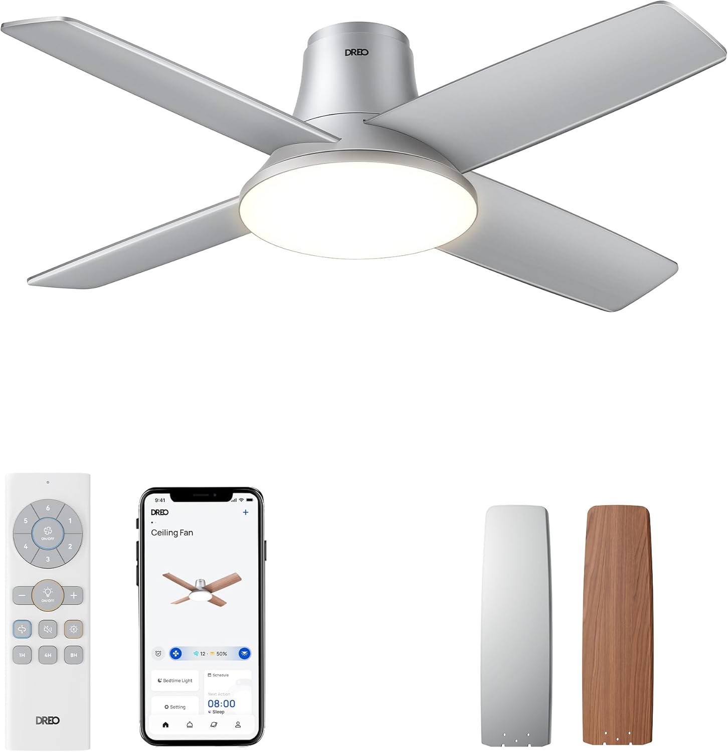Dreo Smart Ceiling Fans with Lights, 12 Speeds&3 Fan Modes, Quiet DC ...