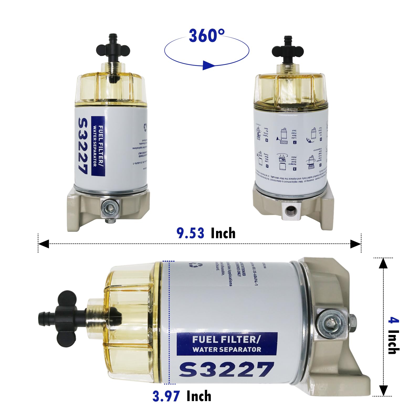 DZFST.FI S3227 Fuel Filter Fuel Water Separator Filter Assembly ...
