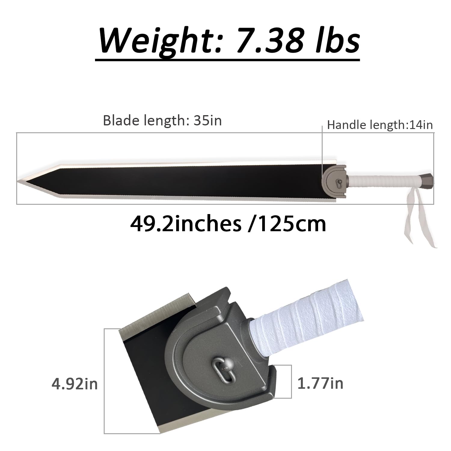 Snapklik.com : 49" Anime Berserk Guts Sword Dragon Slayer Great Steel Sword