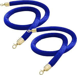 Set of 2 Blue Stanchions with 79-inch Queue Control Ropes Easy Install ...