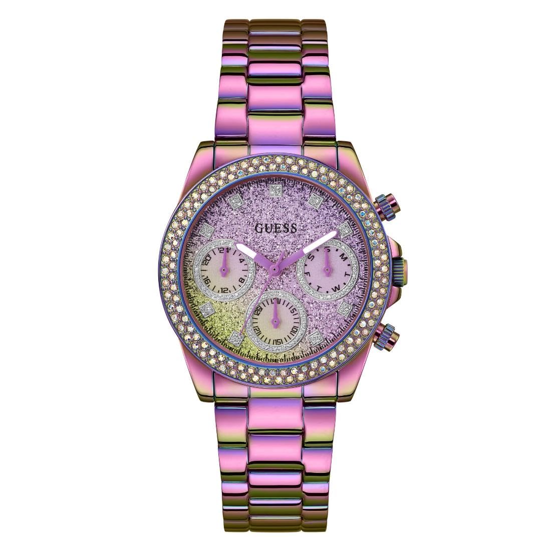 Amazon.com: GUESS Women's 38mm Watch - Iridescent Bracelet Iridescent ...