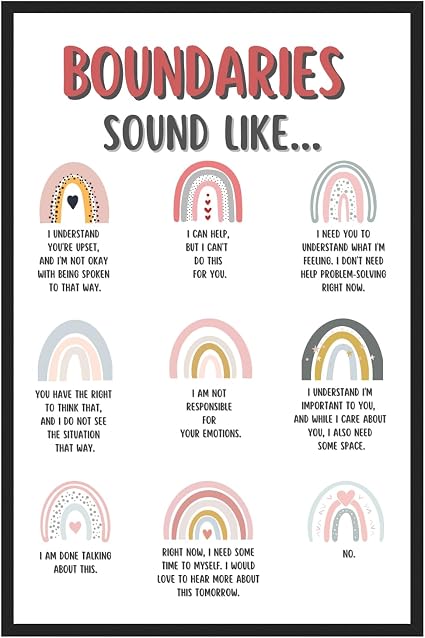 Amazon.com: Mental Health Classroom Poster - Boundaries Positive Quotes ...