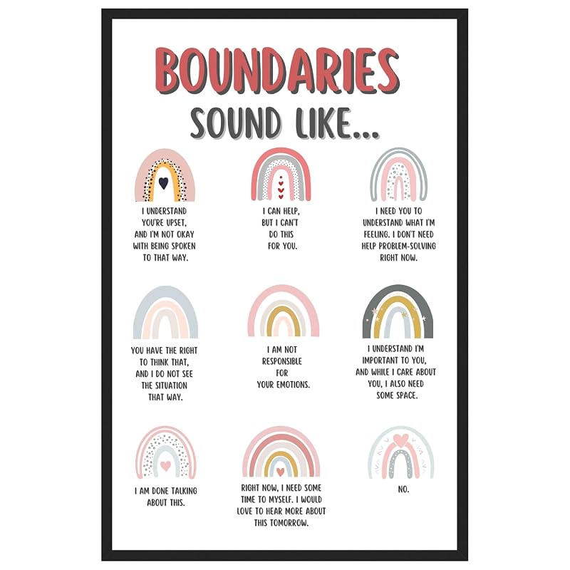 Amazon.com: Mental Health Classroom Poster - Boundaries Positive Quotes ...