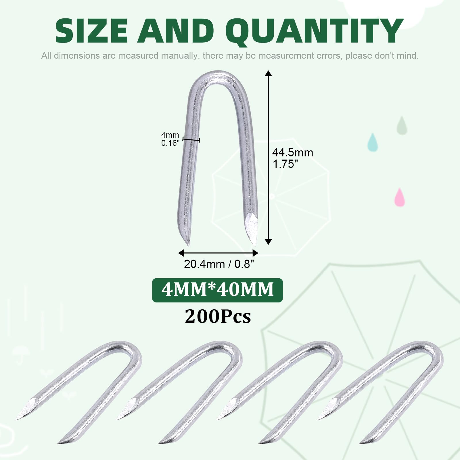 Snapklik.com : Keadic 200Pcs 40mm Length Steel Wire Fencing Staples