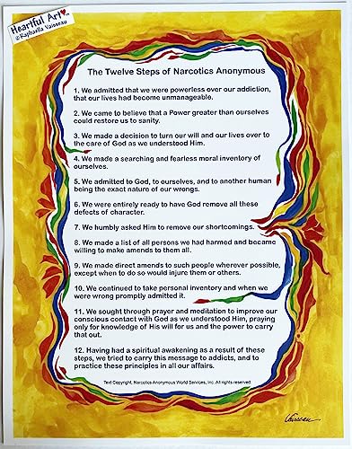 Amazon.com: Twelve Steps NA 12 step recovery poster - Heartful Art by ...