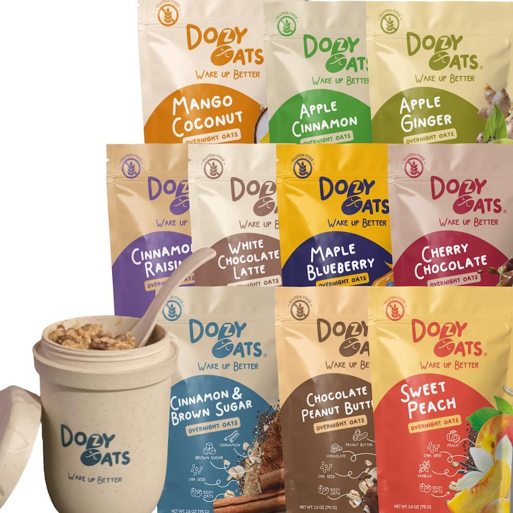 Amazon.com: Dozy Oats 10-Pack Overnight Oats Sampler Box - Our 10 Most ...