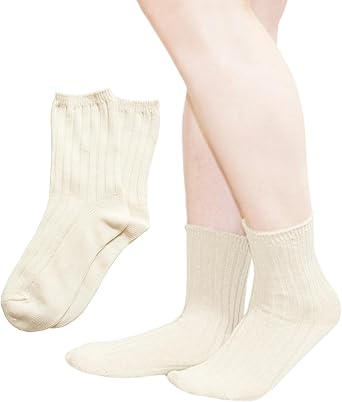 Amazon.co.jp: Chica Hurra Women's Socks, Crew Length, Ribbed, Made in ...