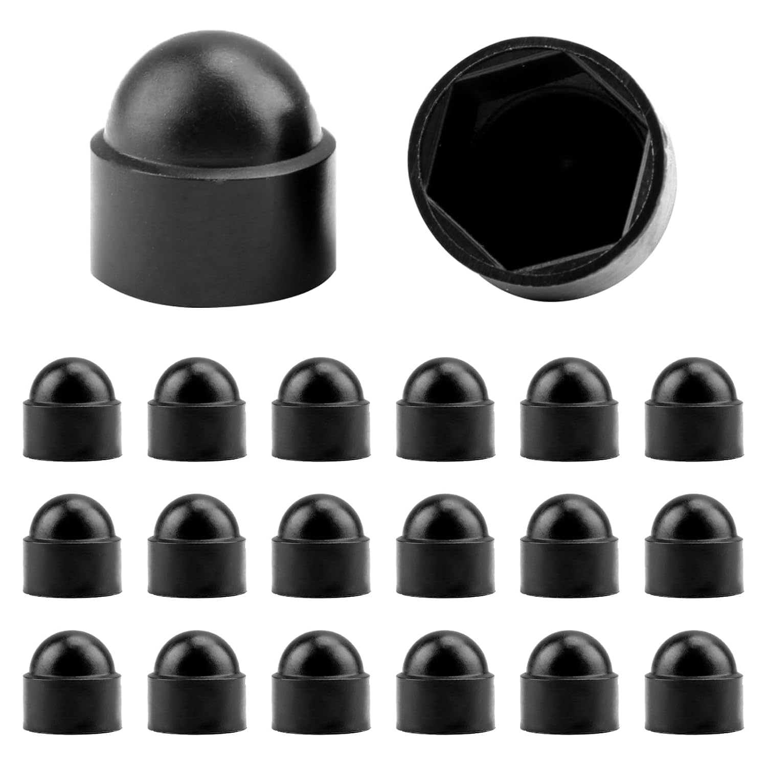 20 Pcs M12 Black Plastic Nut and Bolt, Hex Nut Cover Dome Screw Caps ...
